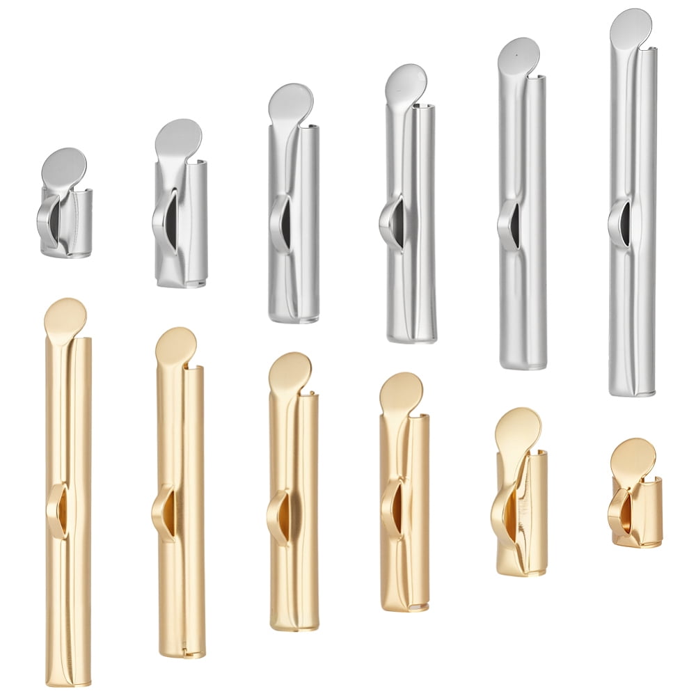 76Pcs 6 Sizes 304 Stainless Steel Slide On End Clasp Tubes Slider End ...