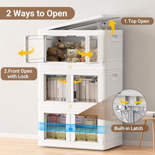 76QT Plastic Storage Bins With Lids, 19Gal Stackable Boxes With Wheels ...