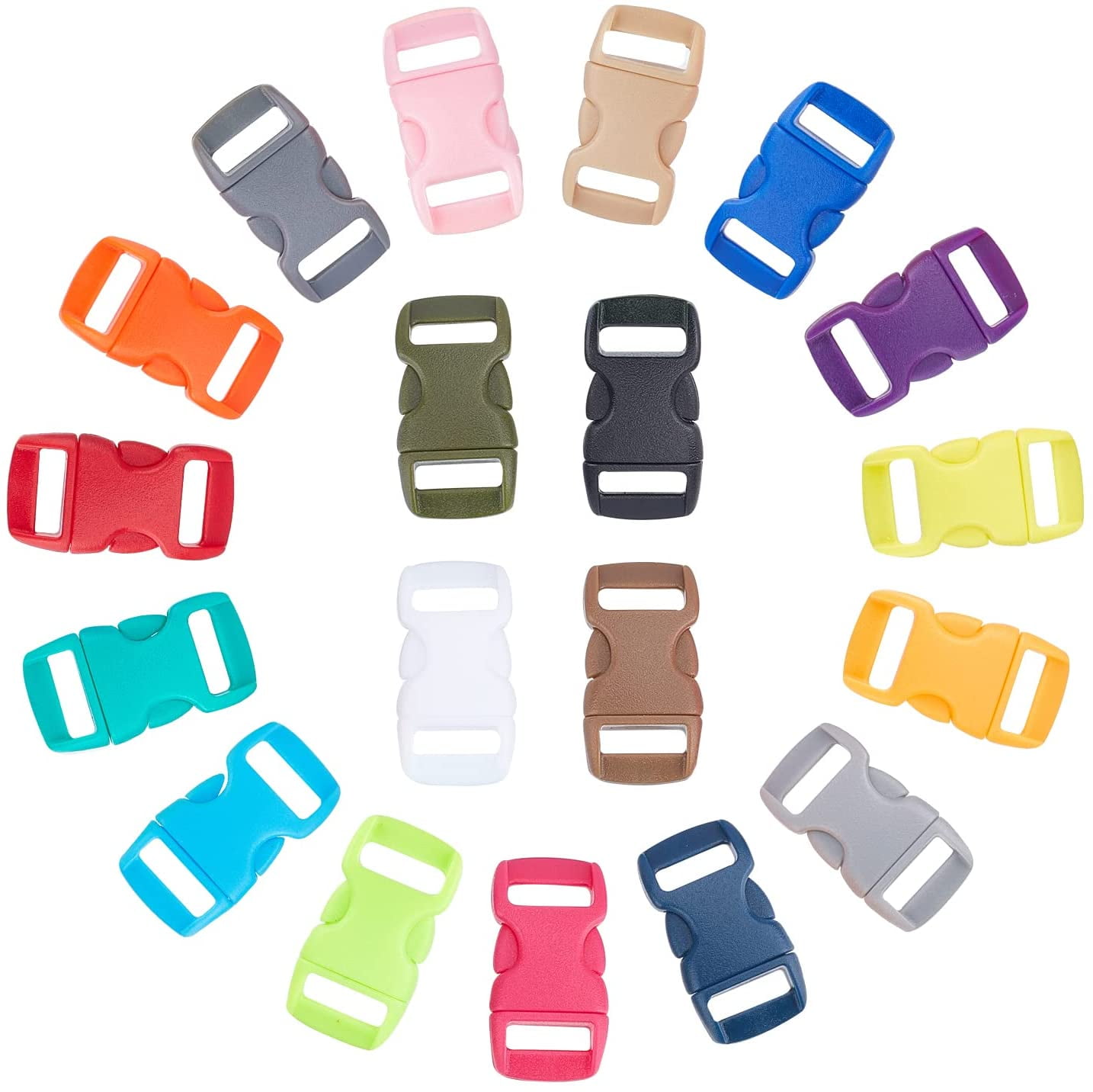76pcs Quick Side Release Buckles 19 Colors Curved Plastic Buckles 1.14 ...