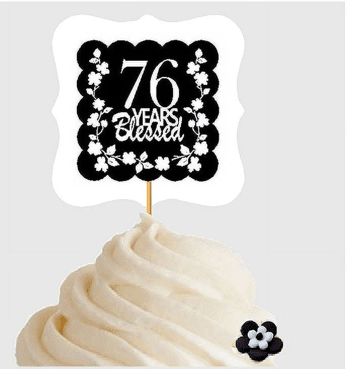 76th Birthday / Anniversary Blessed Cupcake Decoration Toppers Picks ...