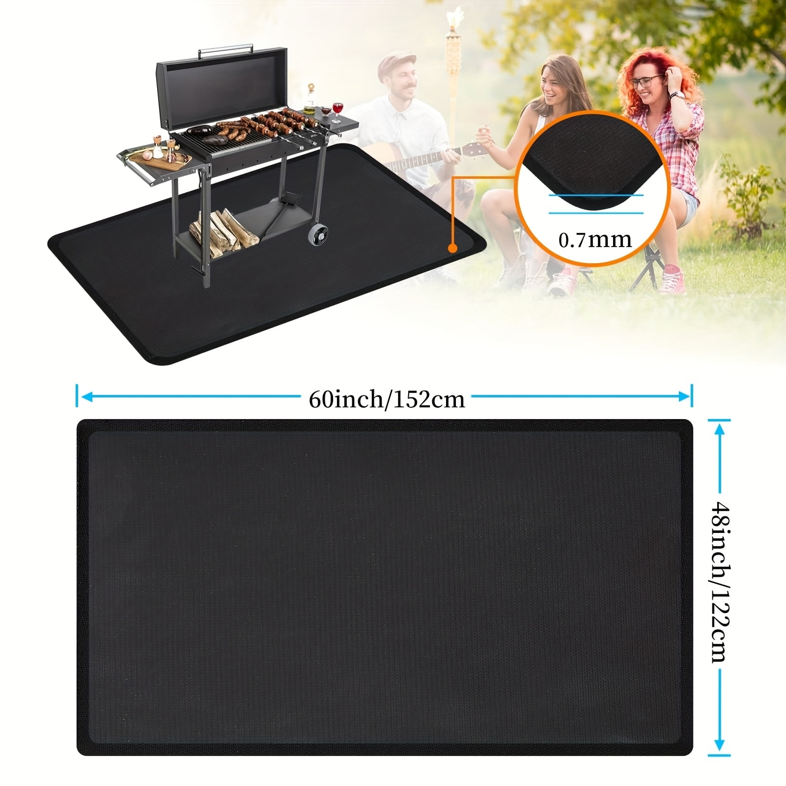 76x51 Inch Large Grill Mat - Fireproof Waterproof Oil-Proof BBQ Mat ...