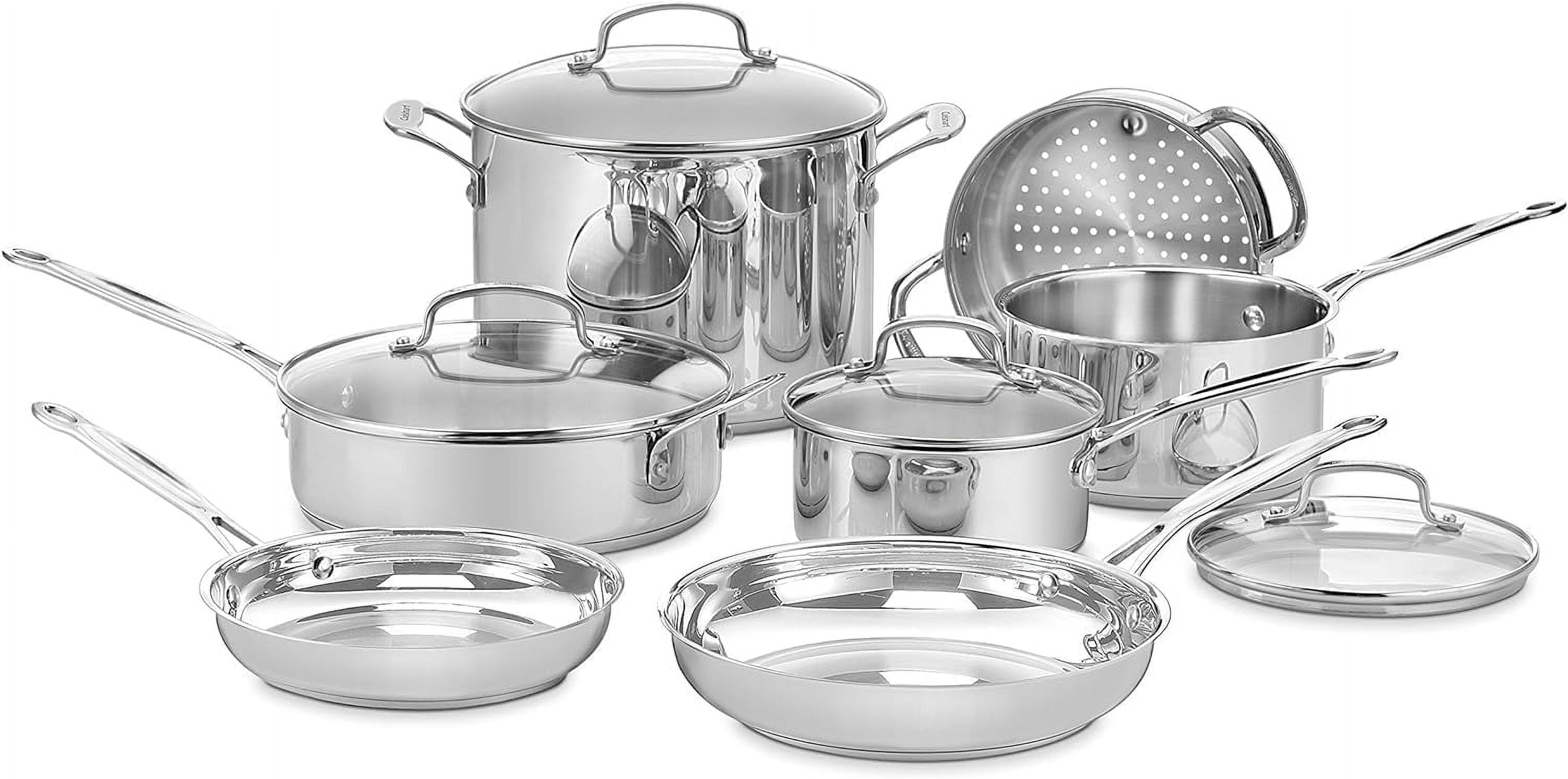 77-11G Stainless Steel 11-Piece Set Chef's-Classic-Stainless-Cookware ...
