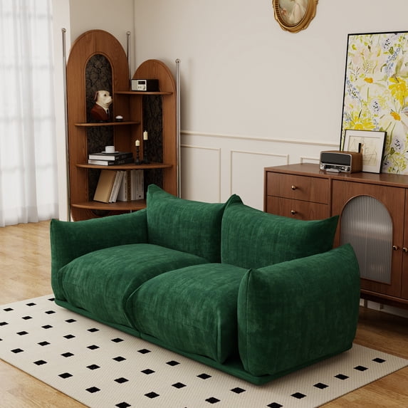 77.16" Modular Loveseat Sectional Sofa, Deep Seat Chenille Cloud Couch ...