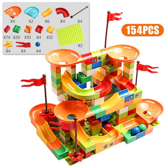 AmishToyBox.com Pyramid Marble Tower Run Wooden Toy - 39" High - Pack ...