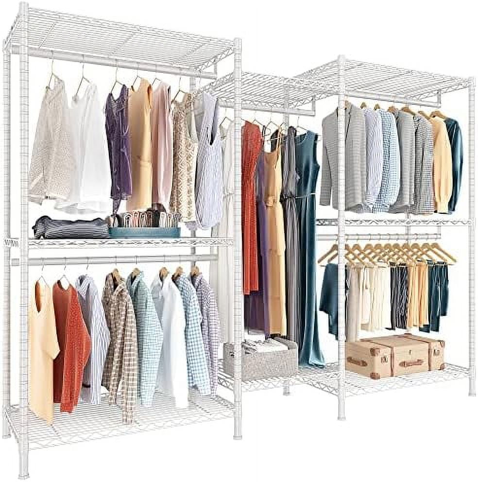77" White Clothing Rack Heavy Duty Clothes Racks for Hanging Clothes ...