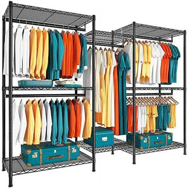 77" White Clothing Rack Heavy Duty Clothes Racks for Hanging Clothes ...