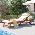 77.5" Adjustable Outdoor Lounge Chair – Acacia Wood Frame with Cushions ...