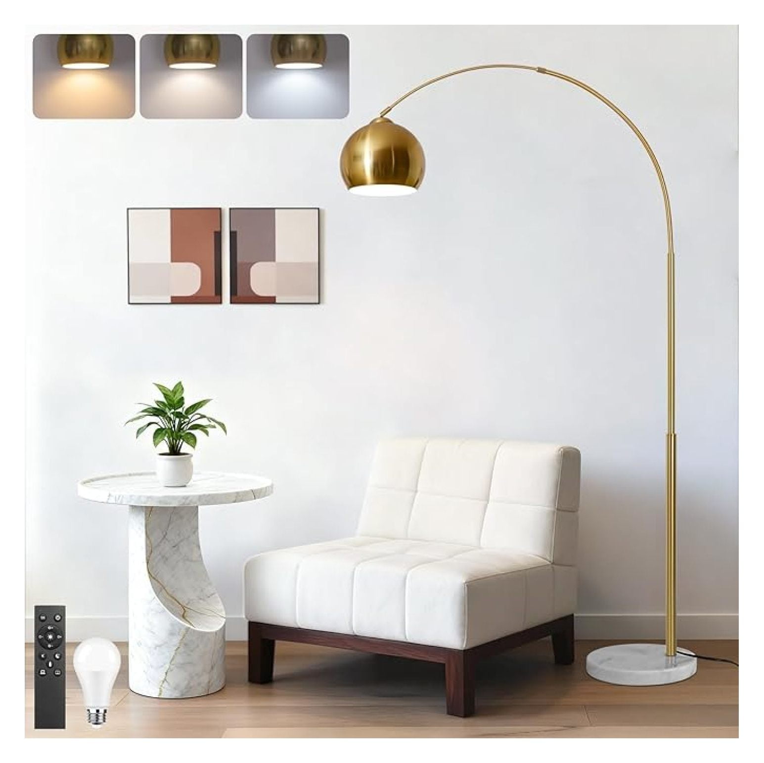 77” Arc Floor Lamp for Living Room, Upgraded Standing Lamp with , 3 ...