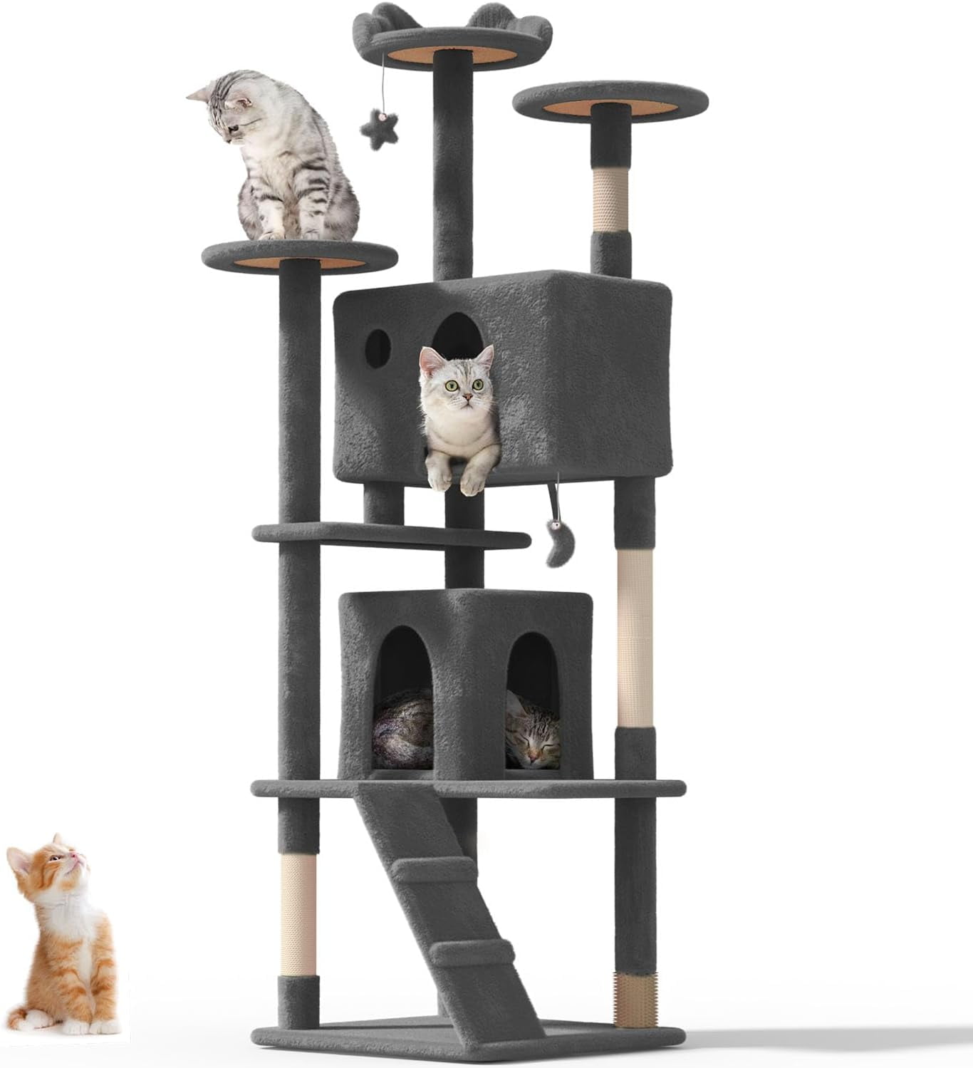 77'' Cat Tree Tower for Indoor Cats Large Adult, Cute/Tall Modern Cat ...