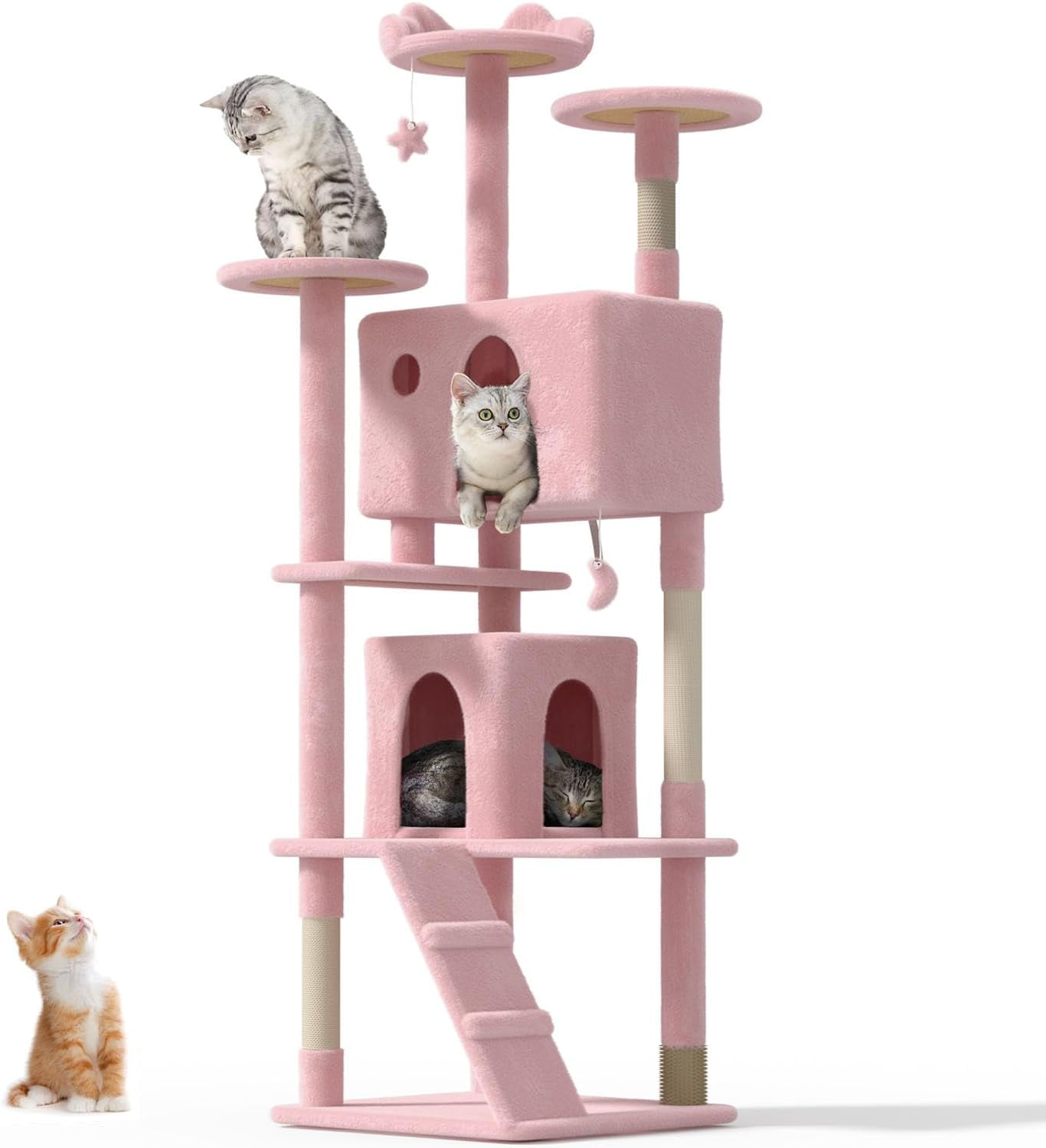 77'' Cat Tree Tower for Indoor Cats Large Adult, Cute/Tall Modern Cat ...