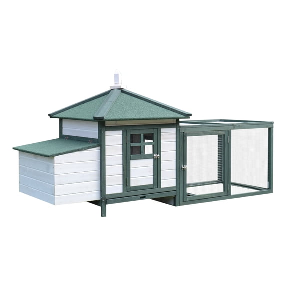 77" Chicken Coop Wooden Hen House - Outdoor Poultry Cage with Run ...