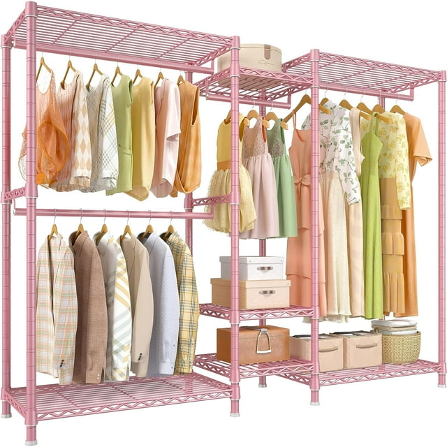 77" Clothes Rack Sturdy Clothing Rack Loads 725LBS Portable Clothing ...