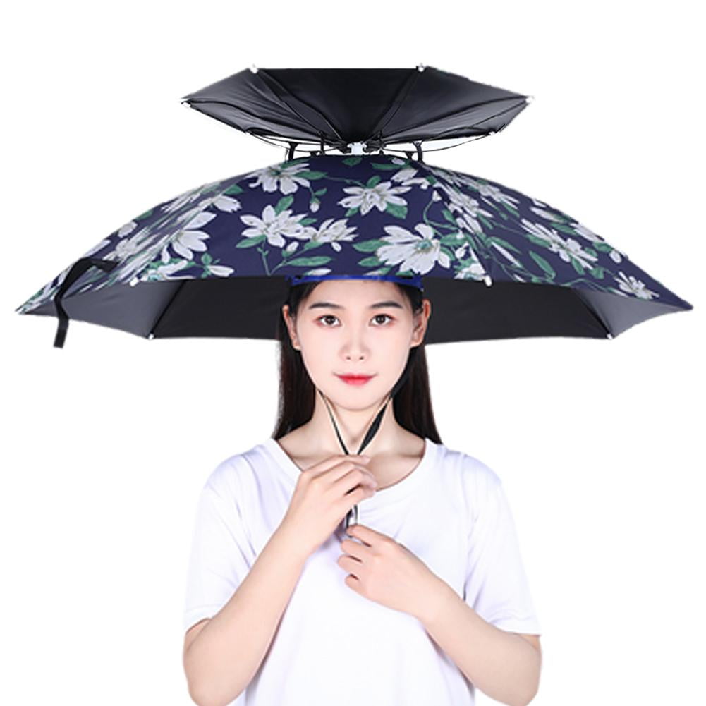 77 Double-Layer Camellia Black Plastic Fishing Umbrella Hat Double ...