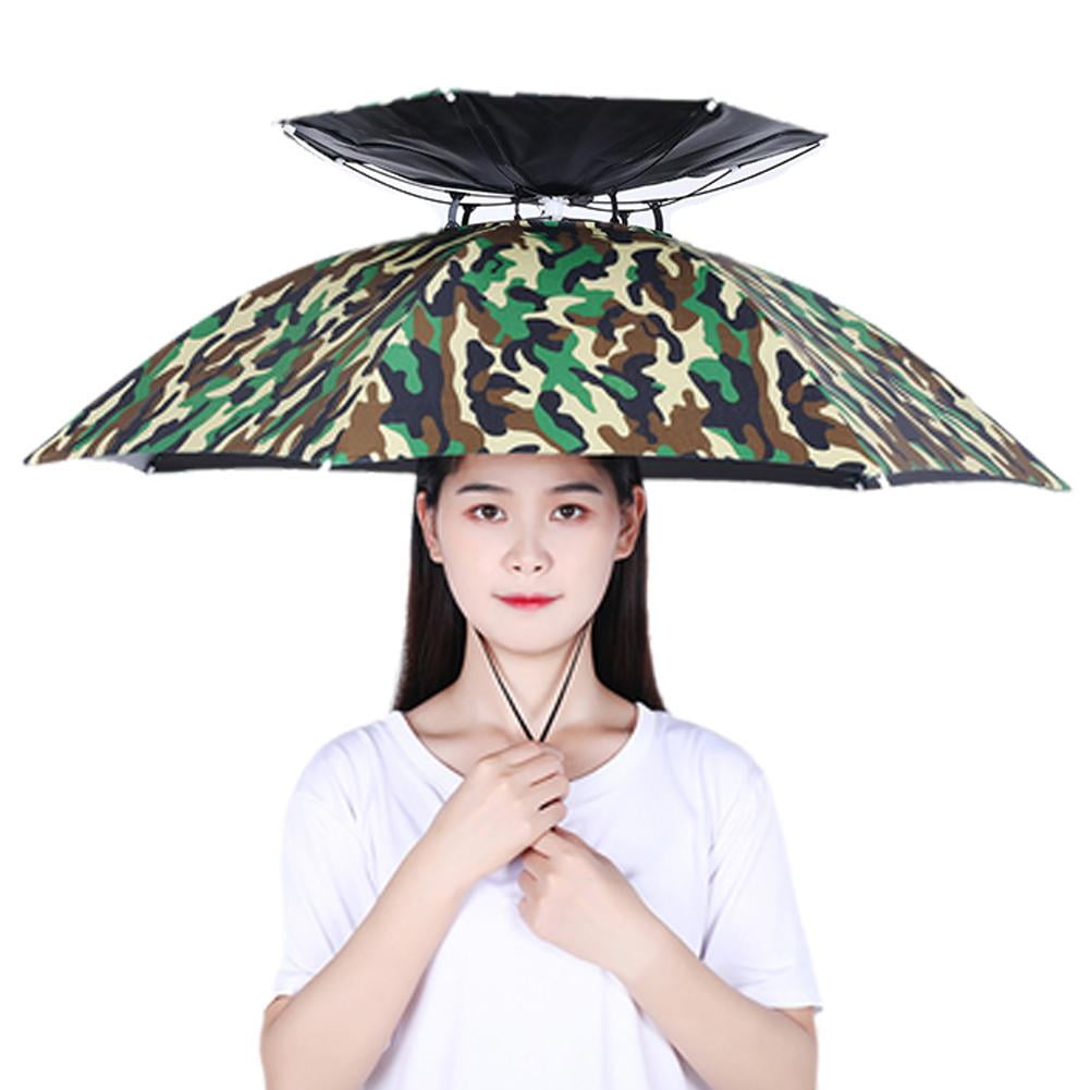 77 Double-Layer Camouflage Black Plastic Fishing Umbrella Hat Double ...