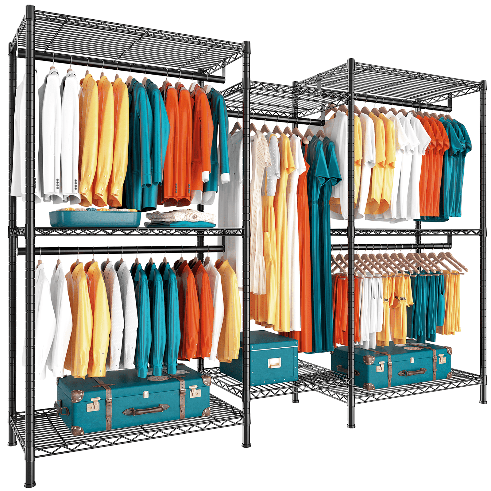 EnHomee 74.5" W Heavy Duty Clothes Rack with Shelves & Hanger Rods ...