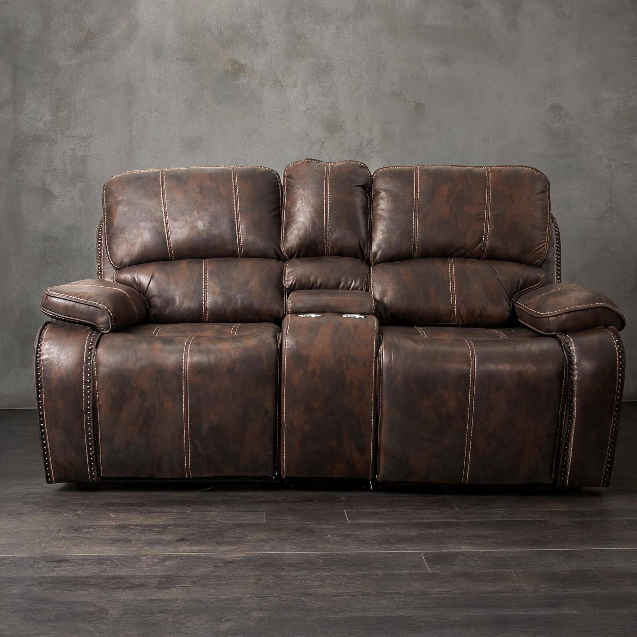 77-Inch 2-Seat Power Reclining Loveseat, Chocolate Leather-Like ...