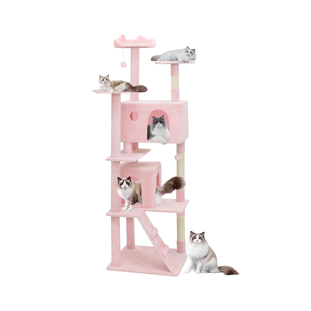 77 Inch Cat Tower, Floor Standing Cat Tree, Soft Cat Tree Climbing ...