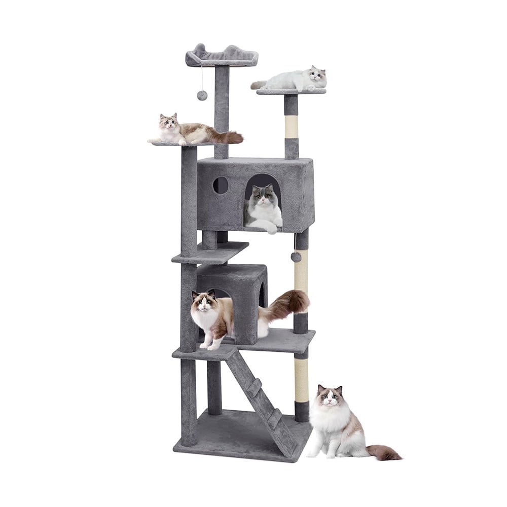 77 Inch Cat Tower, Floor Standing Cat Tree, Soft Cat Tree Climbing ...