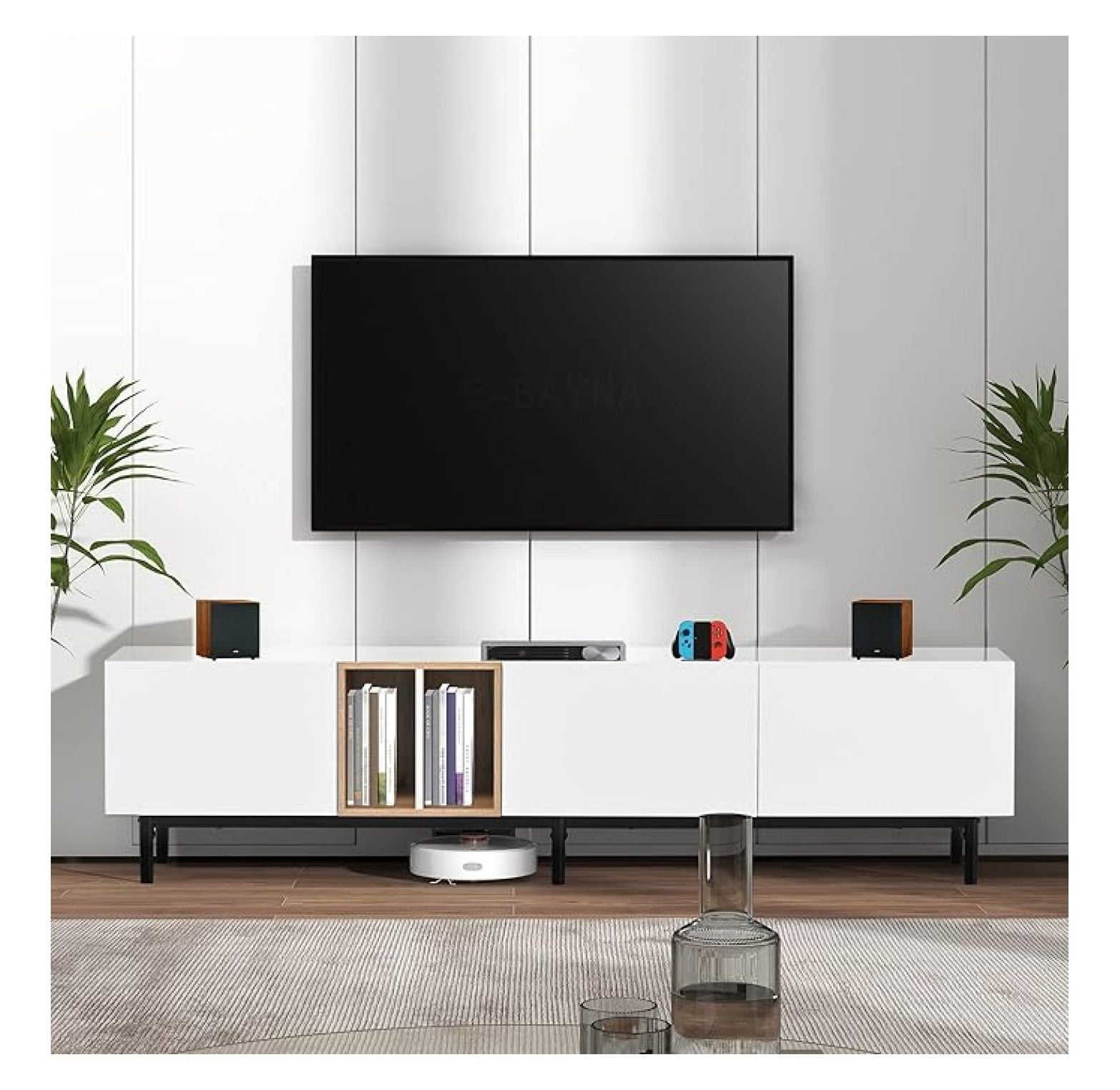 77 Inch Modern TV Stand for TVs Up to 80”, Minimalist Entertainment ...