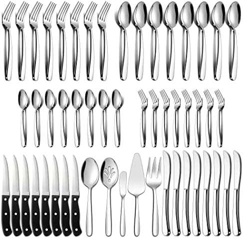 77-Piece Heavy Duty Silverware Set for 12, Plus Serving Utensils and ...