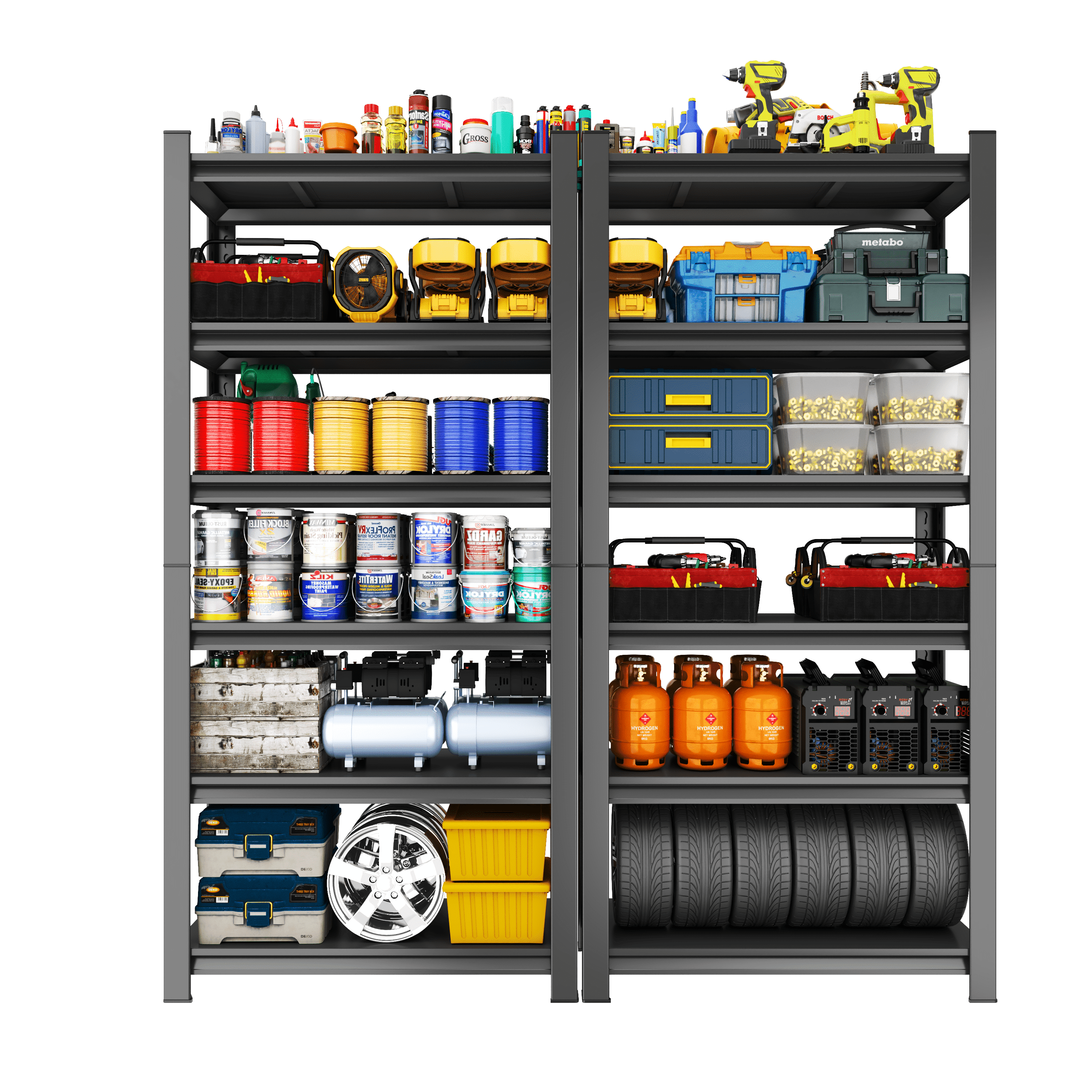 78''Storage Shelves, 6-Tier Garage Metal Shelving Unit, Adjustable ...