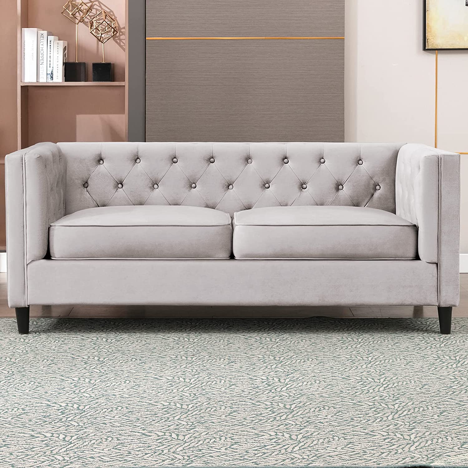 77\u201C W Love Seat Velvet Futon Sofa Couch Tufted Button Upholstered ...