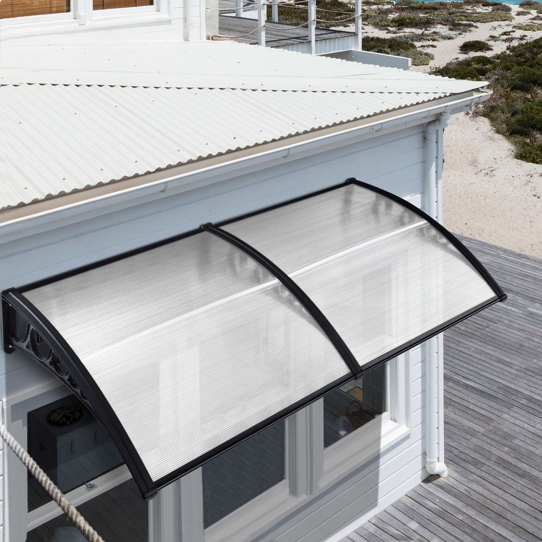 77"x38" Window Door Awning Canopy, Polycarbonate Cover Entry Door ...