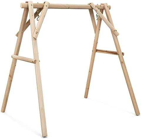 770lbs Porch Swing Frame, Heavy Duty A-Frame Wooden Swing Stand with ...