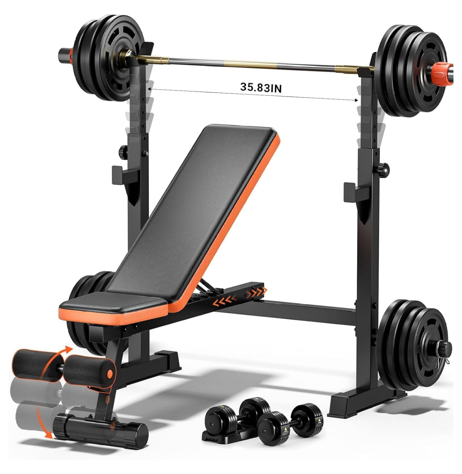 770lbs Weight Set with Squat Rack, 5 in 1 Workout Press With Removable ...