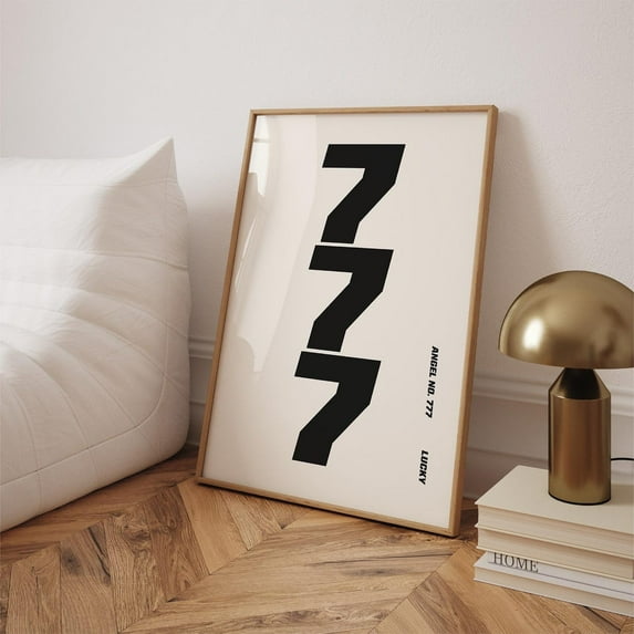 777 Angel Number Print, Bold Y2K Lucky Print Home Decor #804, Stretched ...