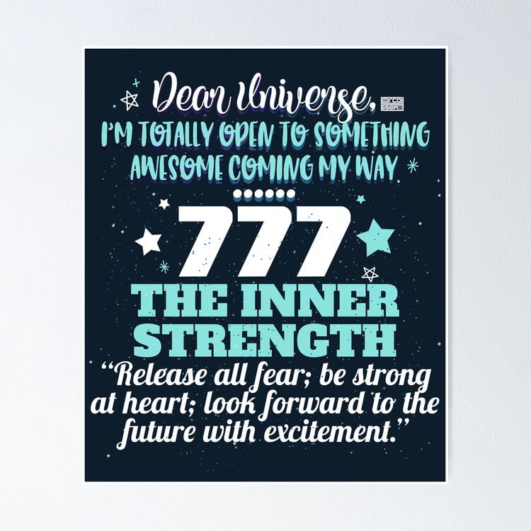 777 Inner Strength Universe Repeating Number Meaning Poster- Unframed ...