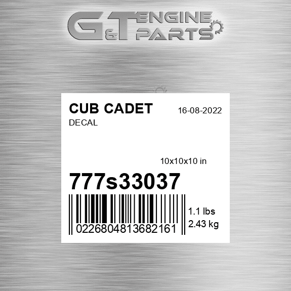 777S33037 DECAL fits CUB CADET (New OEM) - Walmart.com