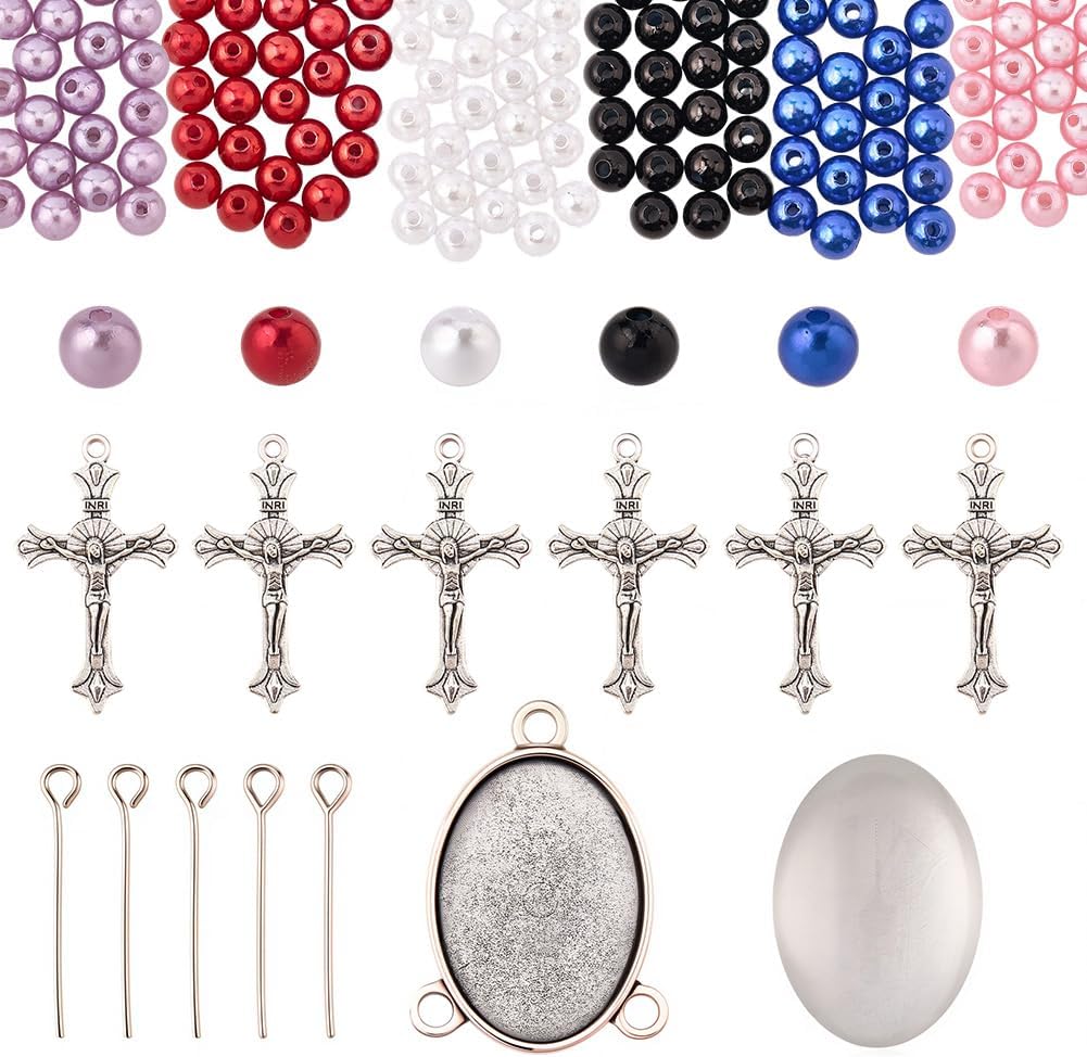 778Pcs DIY 6 Sets Rosary Making Kits Rosary Crosses Charms Cabochon ...