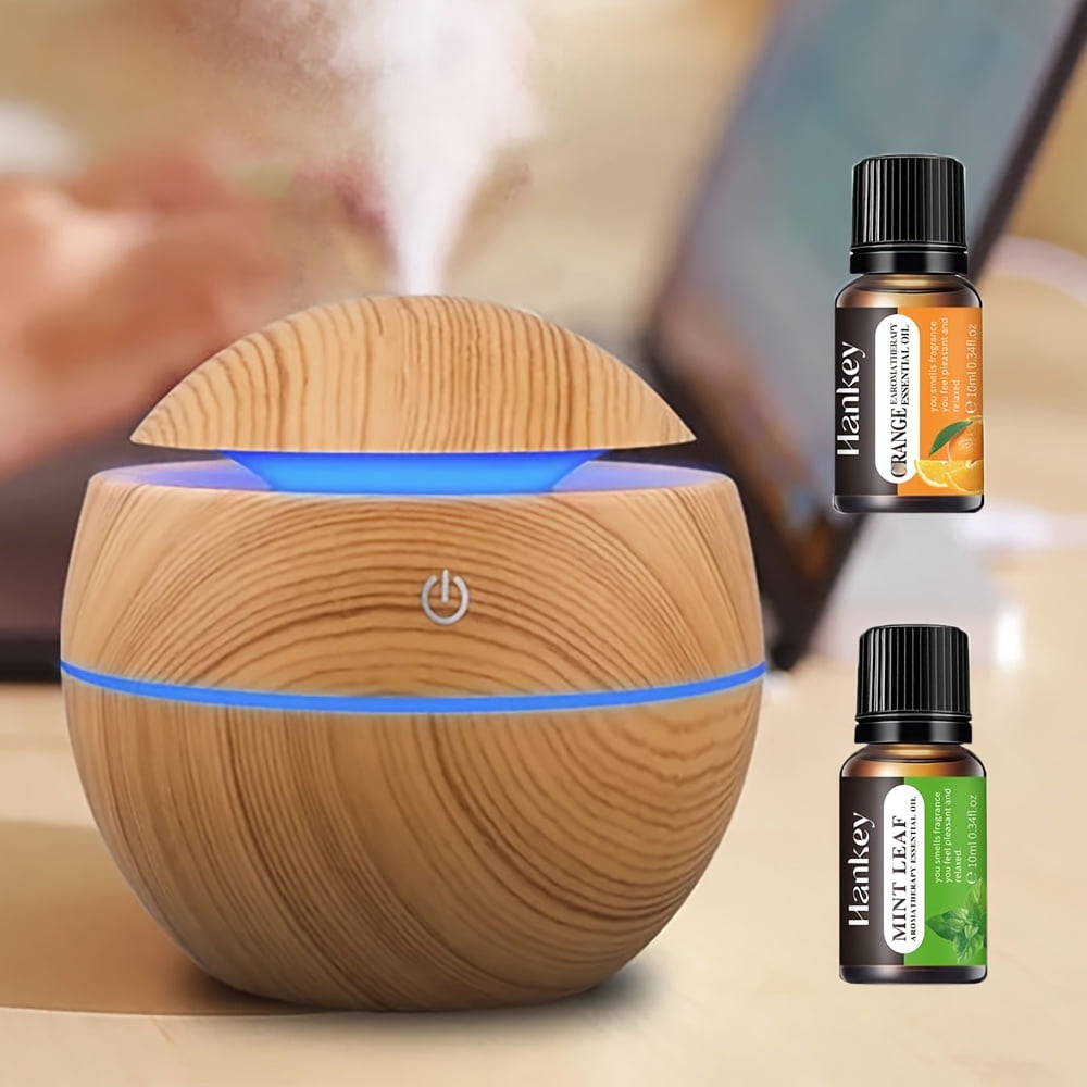 77J77H77 Elegant 4.4oz Wooden Aromatherapy Diffuser with Touch Control ...