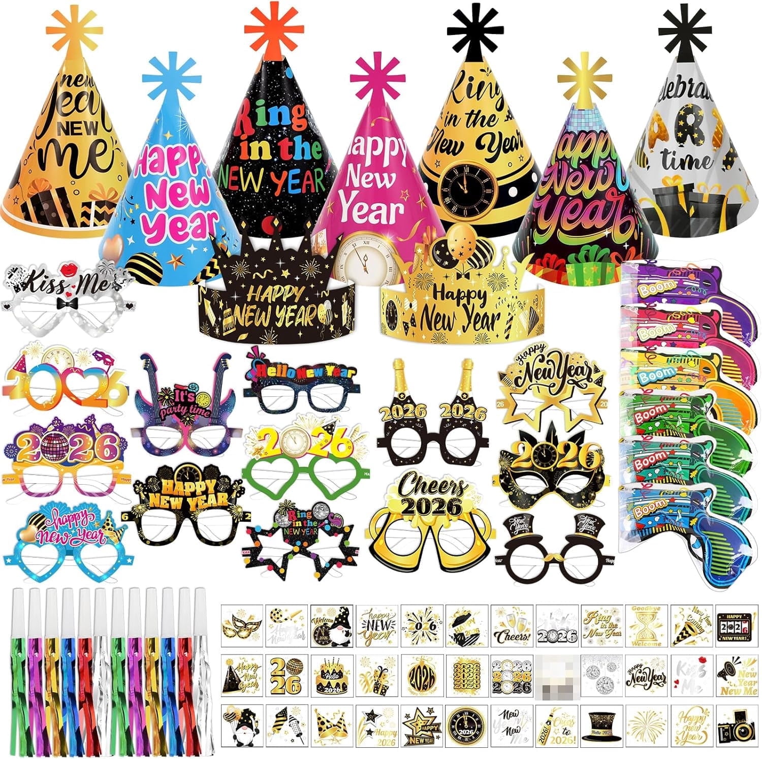 2024 New Year's Eve Happy Supplies - 77pcs Party Favors Set with Hats ...