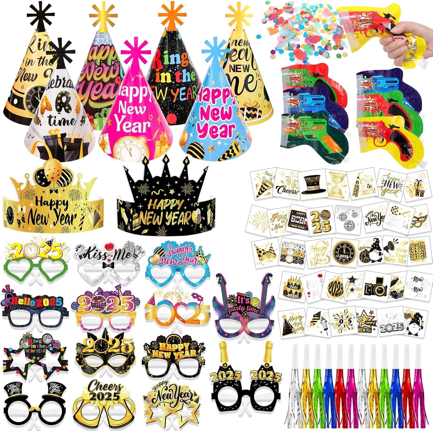 2024 New Year's Eve Happy Supplies - 77pcs Party Favors Set with Hats ...