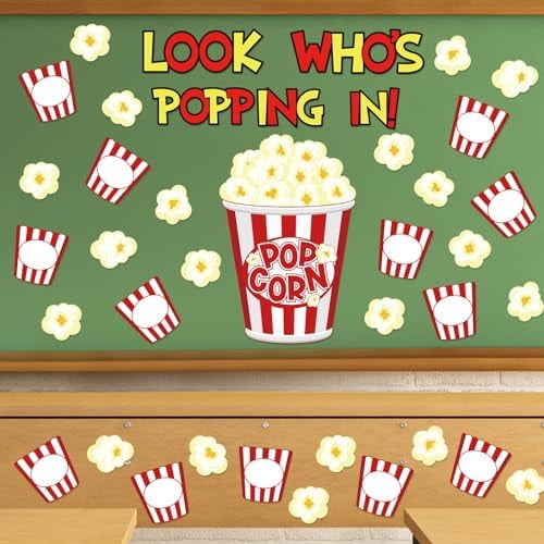 77Pcs Popcorn Bulletin Board Decorations Popcorn Bucket Cutouts Back to ...