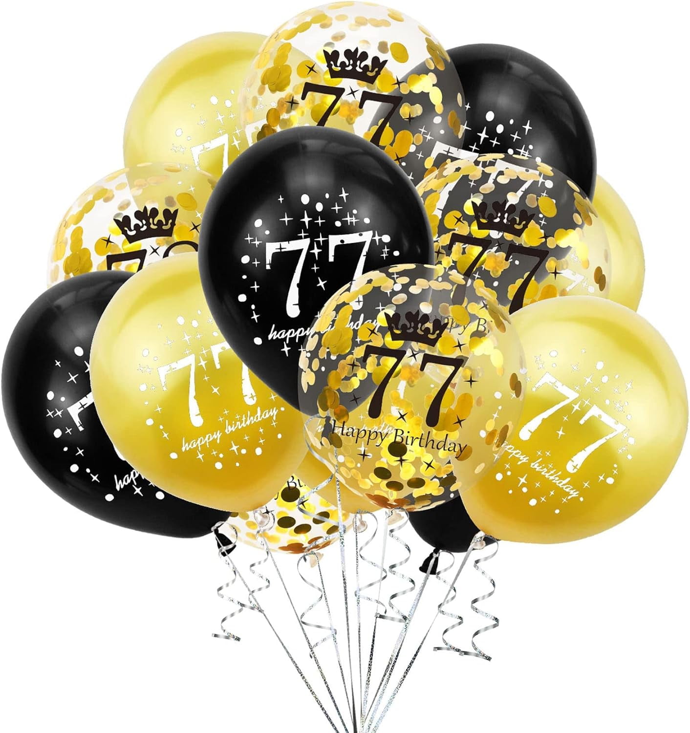 77th Birthday Balloons Gold and Black 77th Birthday Decorations for Men ...