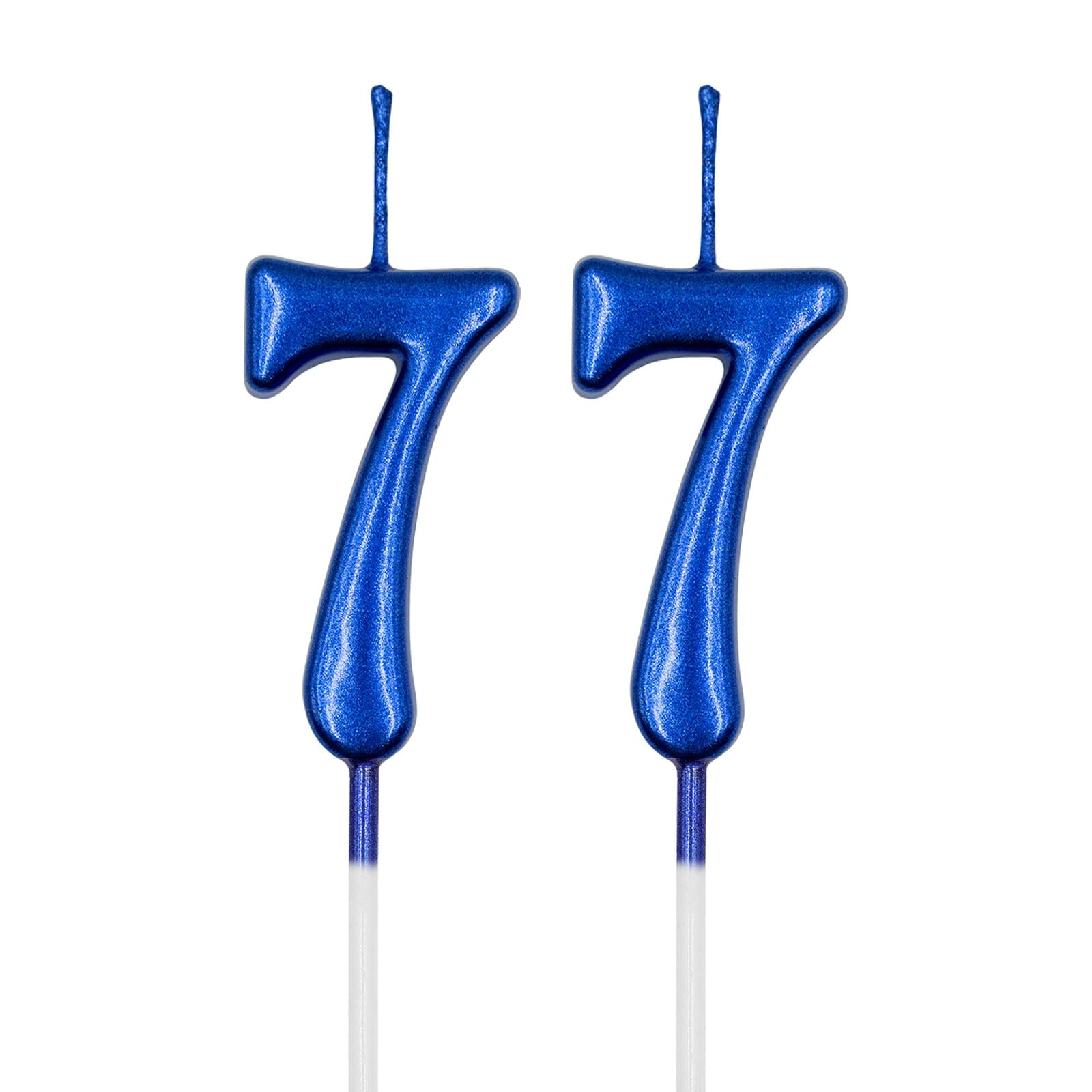 77th Birthday Candles, Blue Number 77 7 Candle for Cake, Happy Birthday ...