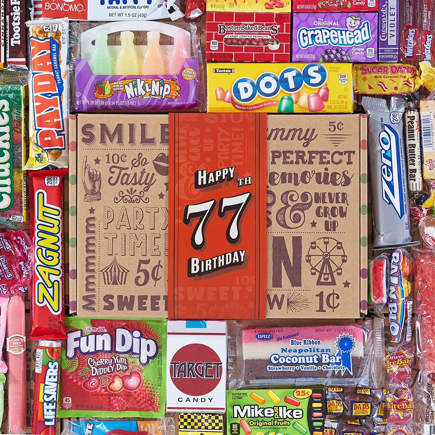 77th Birthday Retro Candy Gift Basket - 1948 Party Assortment ...