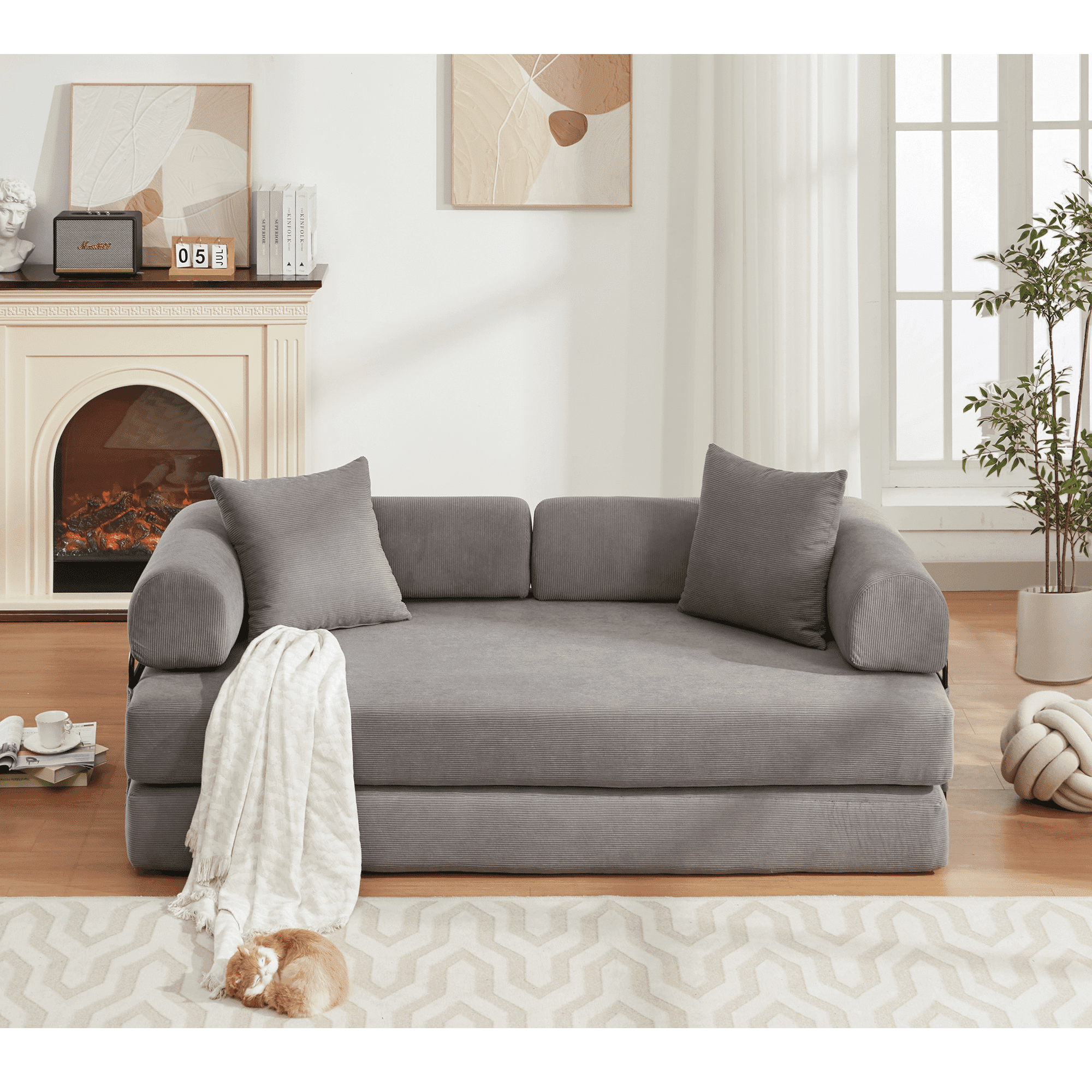 78.5 Inch Folding Sleeper Sofa Bed, 4-in-1 DIY Combination Convertible Sofa, King Size Small ...