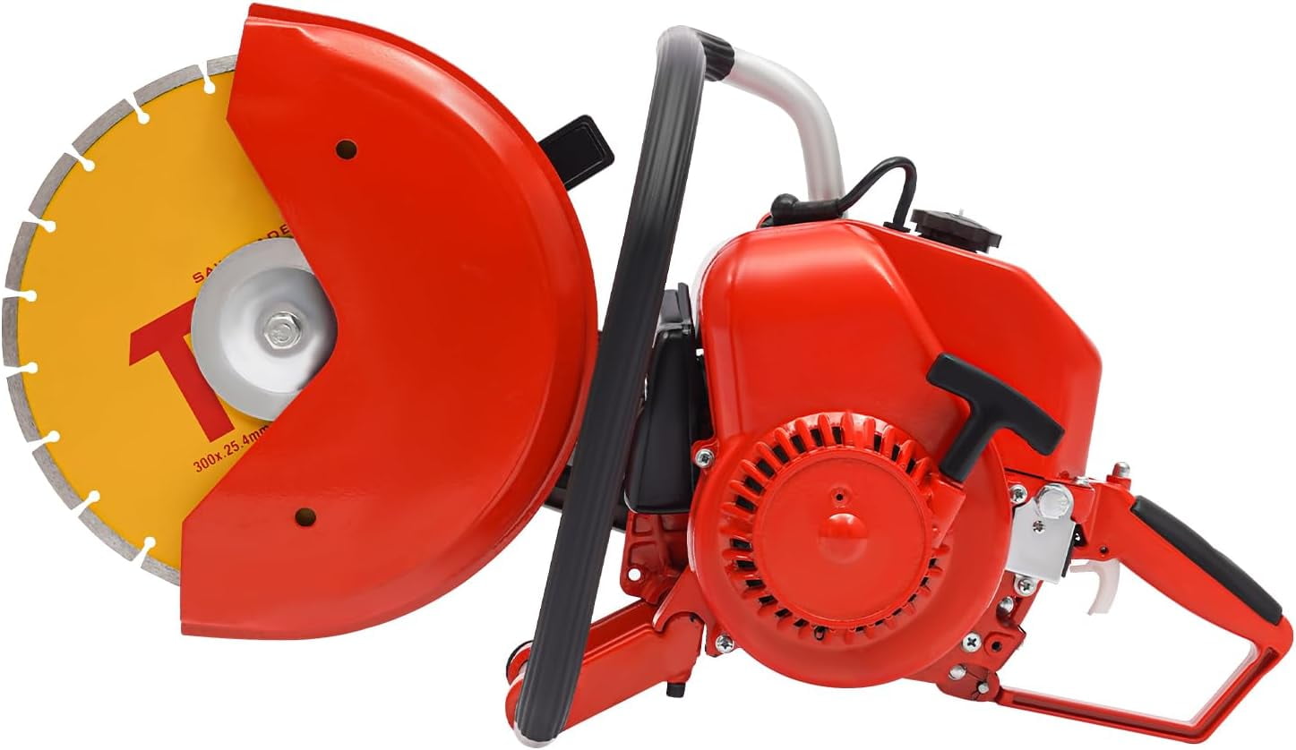 78.5cc 2 Stroke Gas Powered Concrete Saw 12" Concrete Cut off Saw Wet ...