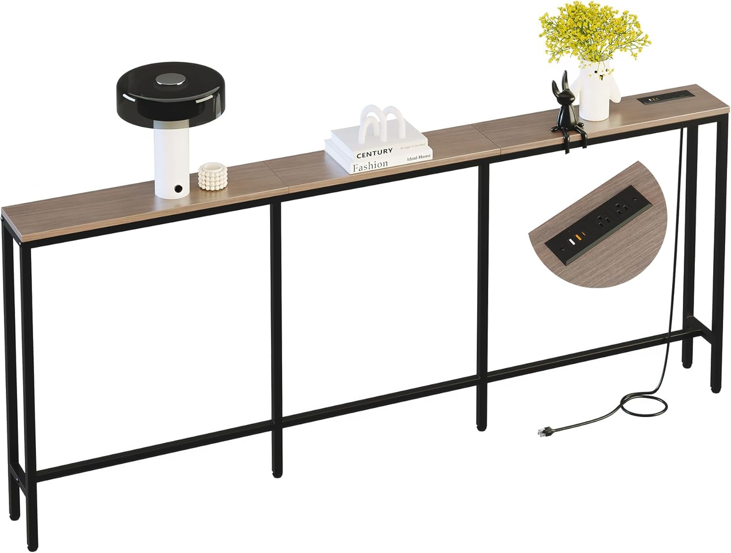 78.7" Behind Couch Table with Fast Charging Station, 2 Power Outlets, 2 ...