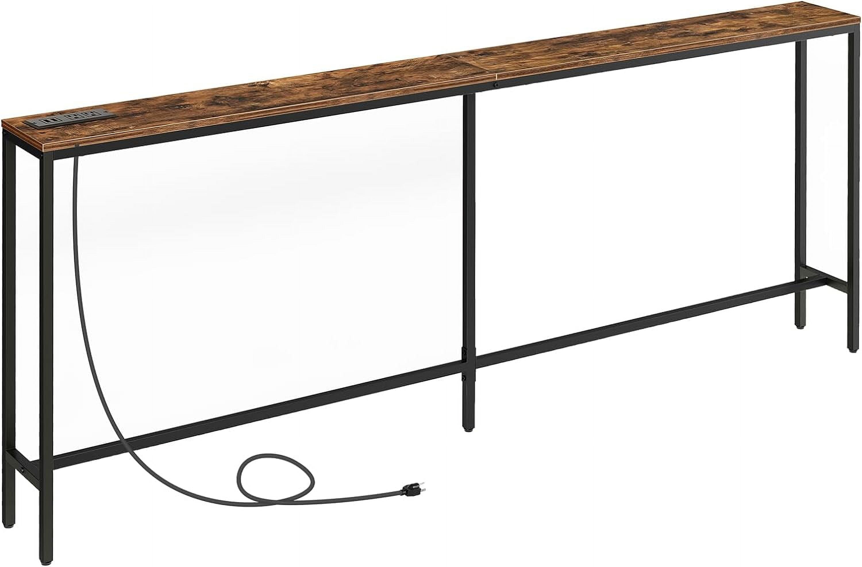 Console Table with Power Outlet, 78.7" Narrow Sofa Table, Industrial ...