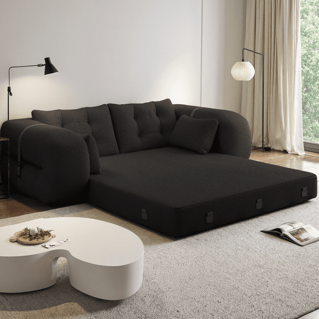 78.7" Human Dog Bed Multi-Functional Foldable Sofa, 3-in-1 Teddy Fabric ...