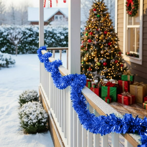 Christmas Tinsel Garland, 78.7-Inch Metallic Hanging Tinsel for Xmas ...