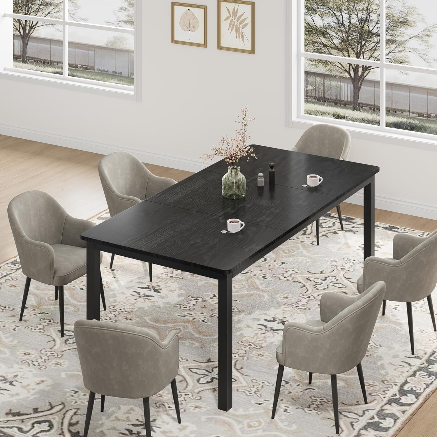 78.7-Inch Long Dining Table for 6-8 People, Modern Industrial Kitchen ...