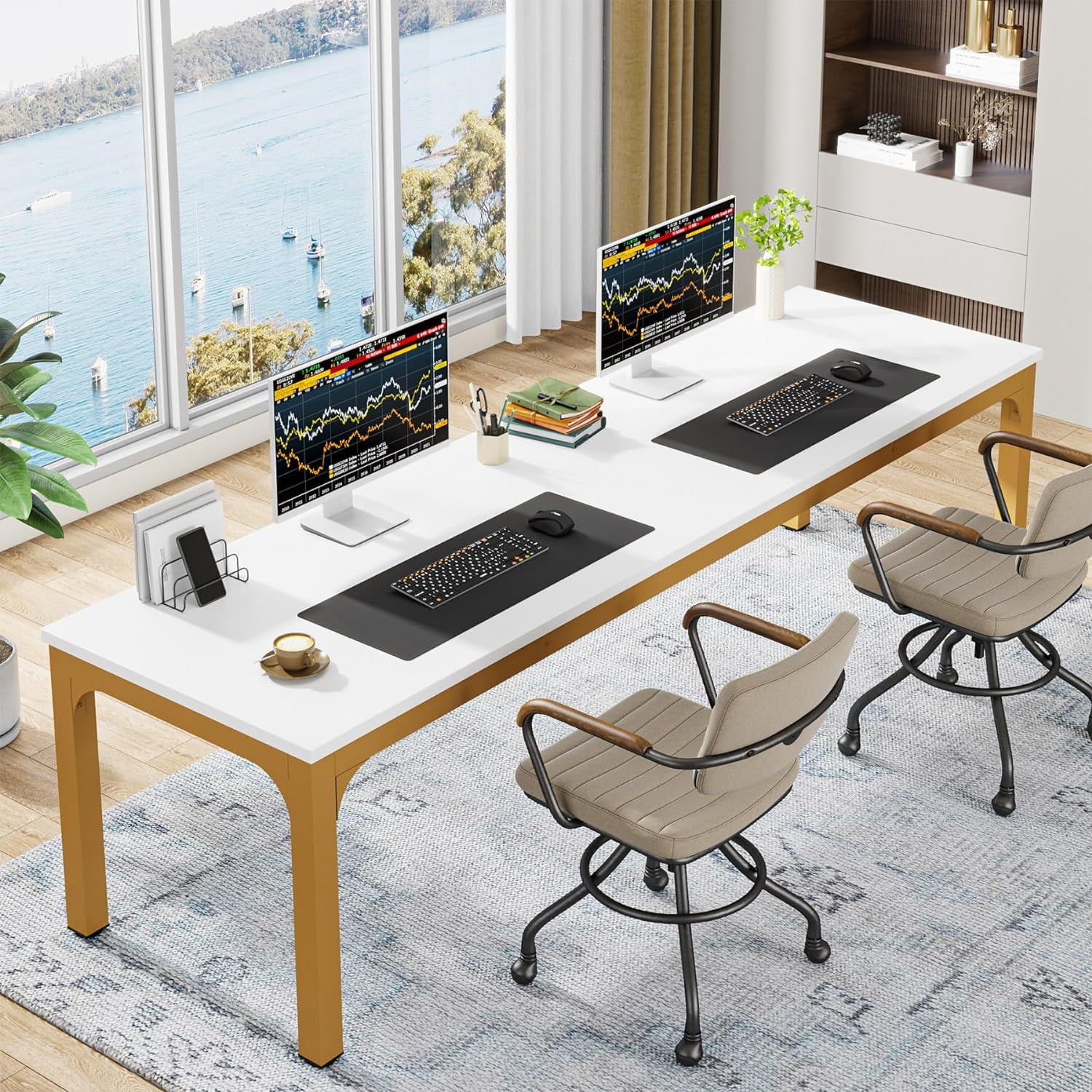 78.7 Inches Extra Long Computer Desk 2 Person Desk, Double Long Desk ...