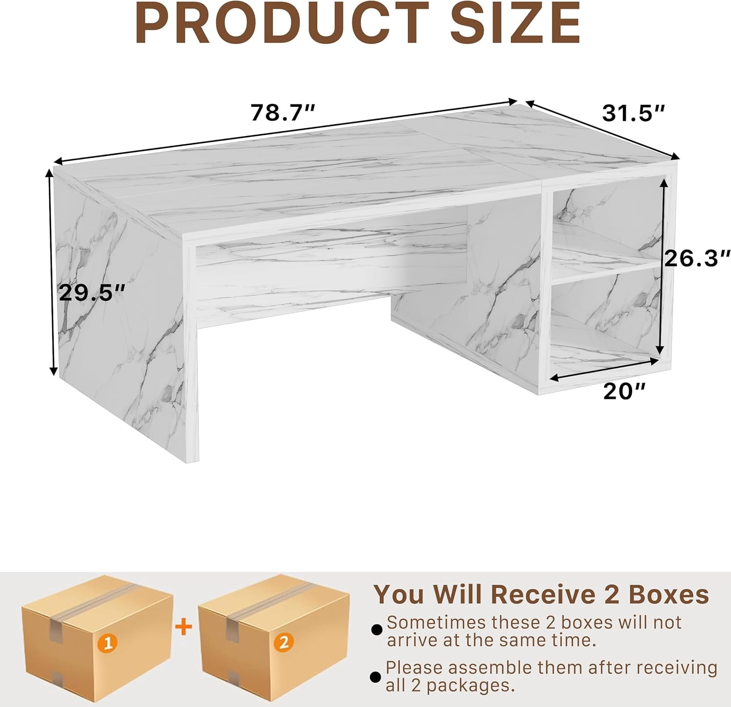 78.7" Large Imitation Marble Kitchen Island with Storage Space, Modern ...