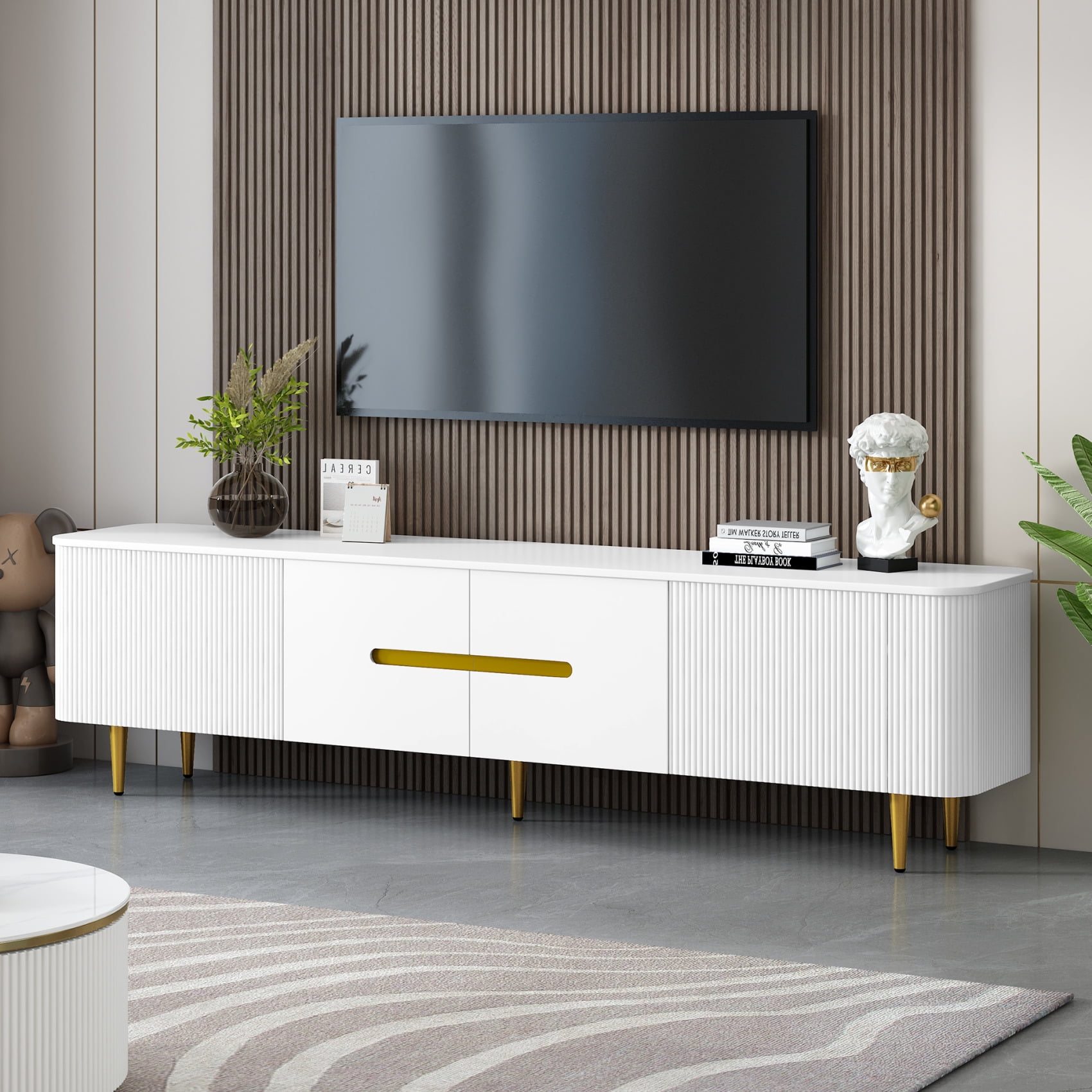 78.7'' Modern TV Stand for 85-Inch Screens with 4 Storage Cabinets ...